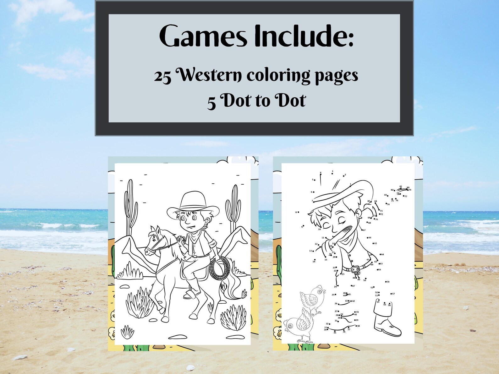 Western Coloring Pages and Dot to Dot Digital Download Pack, Cowboys ...