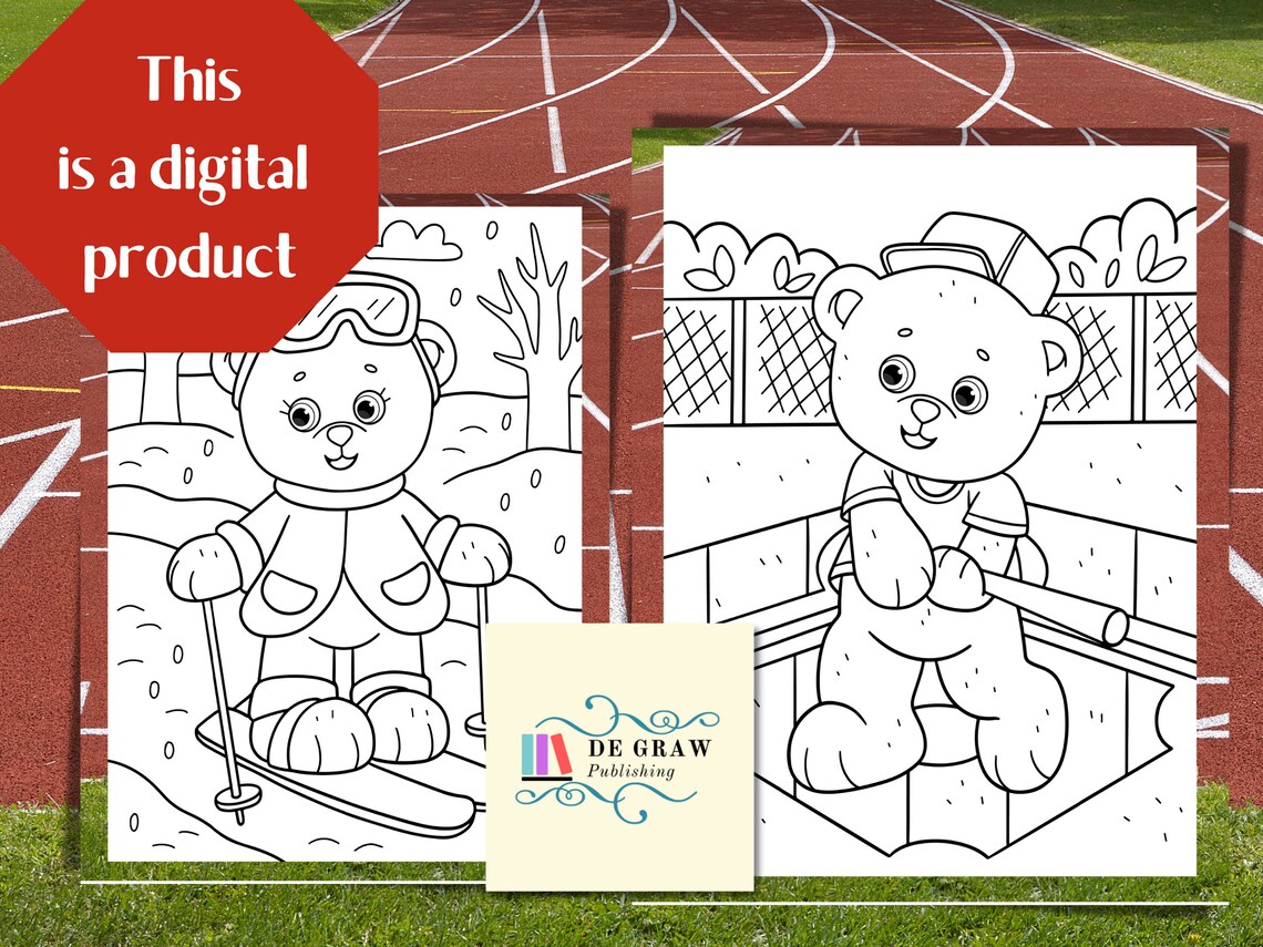 Teddy Bears Dressed for Sports Digital Download Coloring Pack for ...