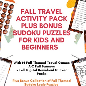 Fall Travel Activity Pack Plus Bonus Sudoku Puzzles for Kids and ...