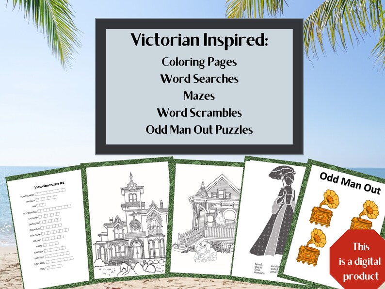 Victorian Inspired Coloring Pages and Mini Activity Pack| Mazes| Word ...