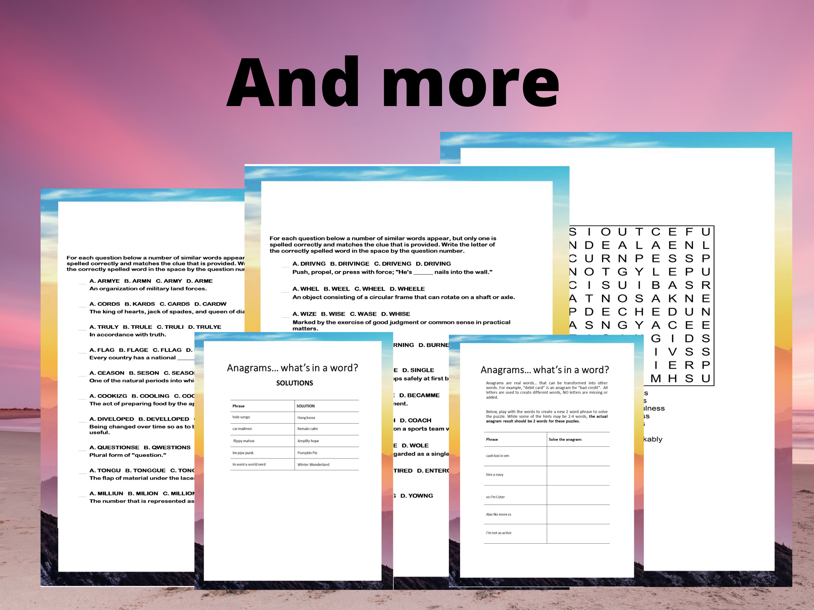 Fun Word Games Digital Download Activity Pack, Word Search Puzzles ...