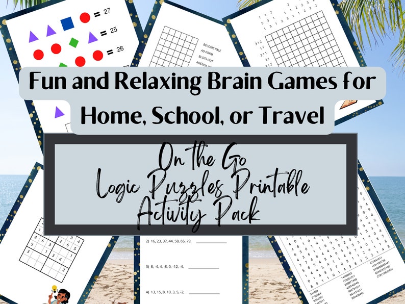 On the Go Logic Puzzles Printable Activity Pack Sudoku - Etsy
