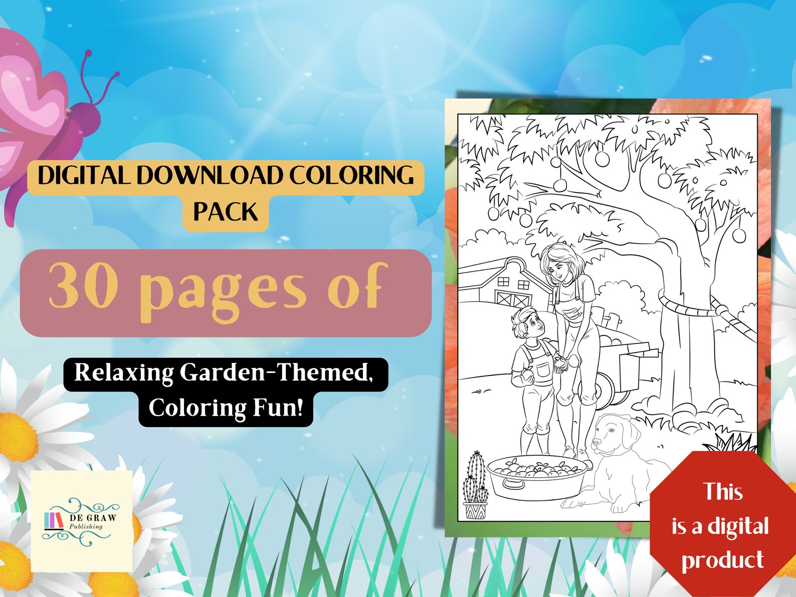 20 Dogs in the Garden Coloring Pages, Nature-themed Coloring Pages ...