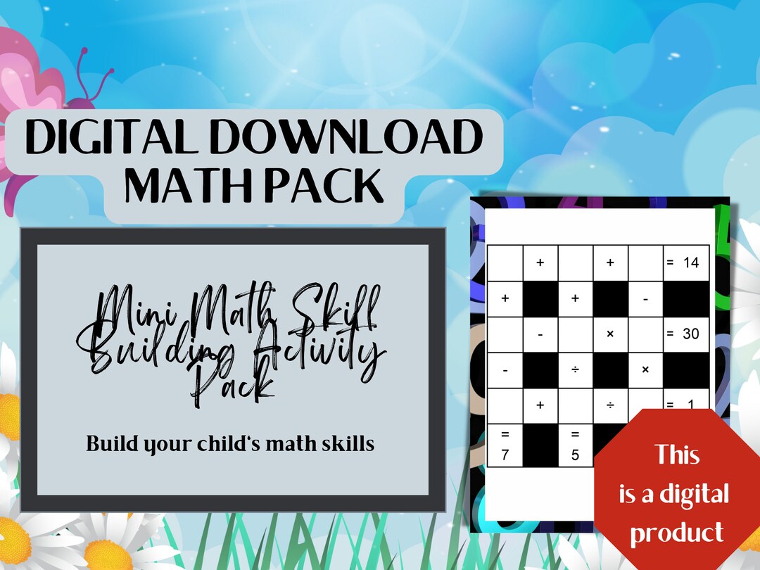 Mini Math Skill Building Activity Pack, Area Worksheet, Cross Sums ...