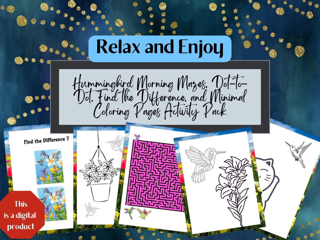 Hummingbird Morning Mazes, Dot-to-dot, Find the Difference, and Minimal ...
