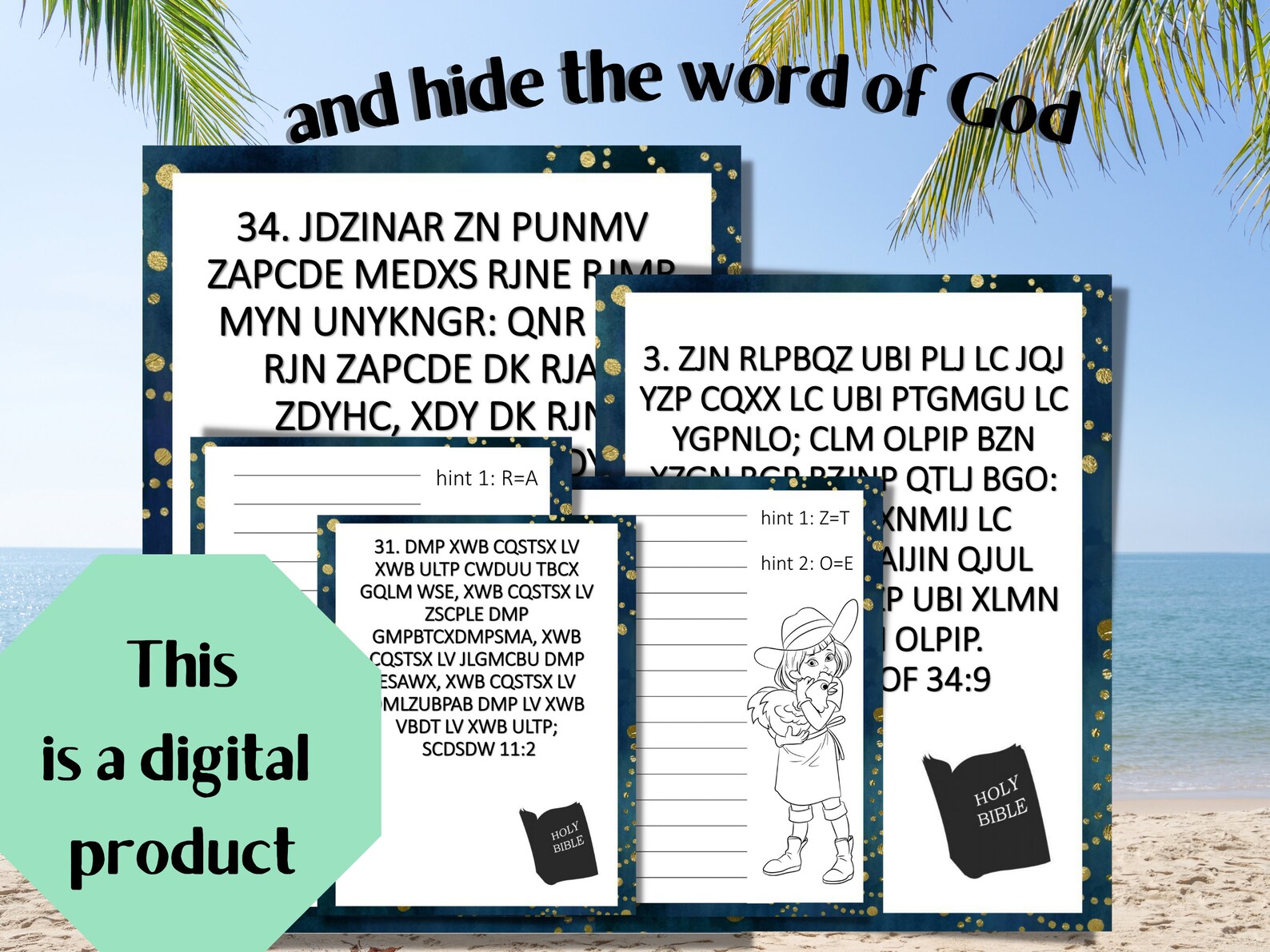 Wisdom Bible Verse Quotes Cryptogram Printable Religious Activity Pack ...