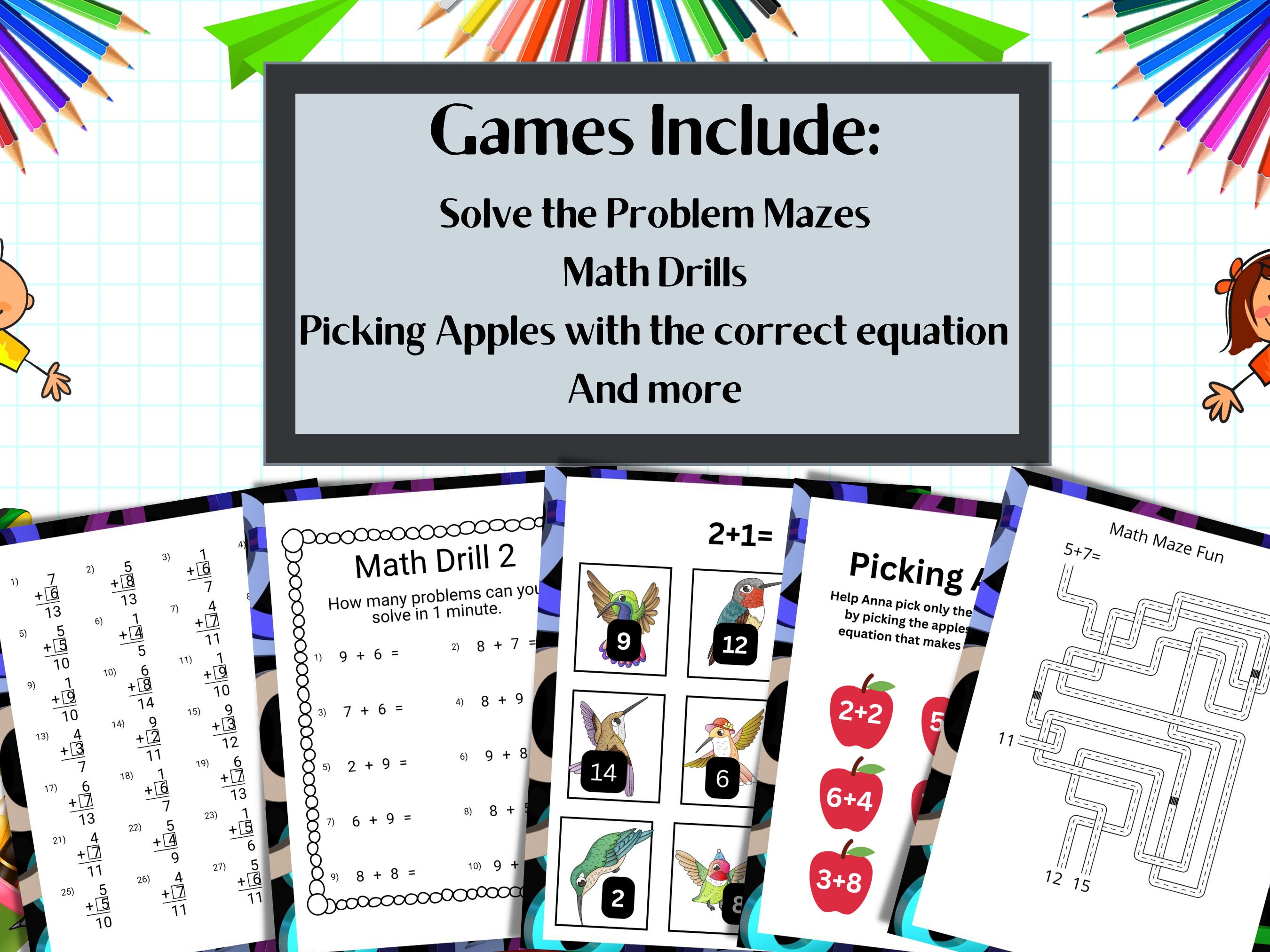 Basic Math 1 and 2 Simple Addition Digital Download Mini Pack - Etsy