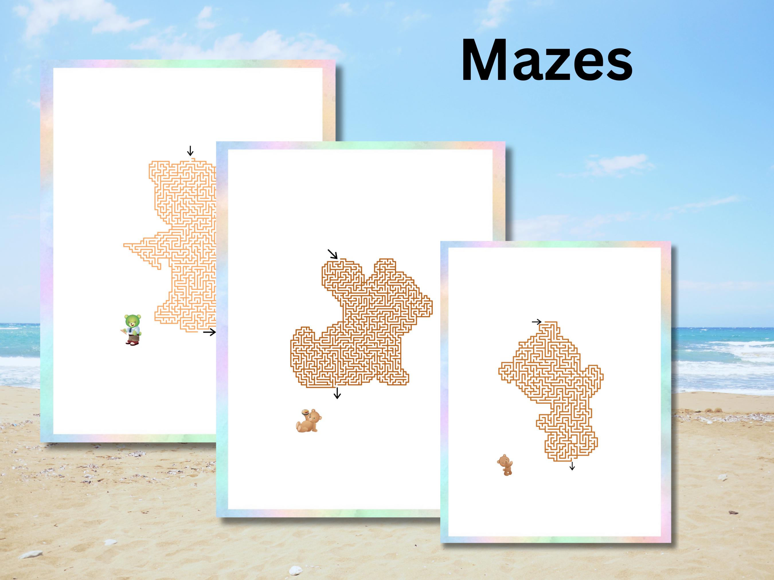 Teddy Bear Games, Mazes, and Coloring Pages Mini Pack; Spot the ...