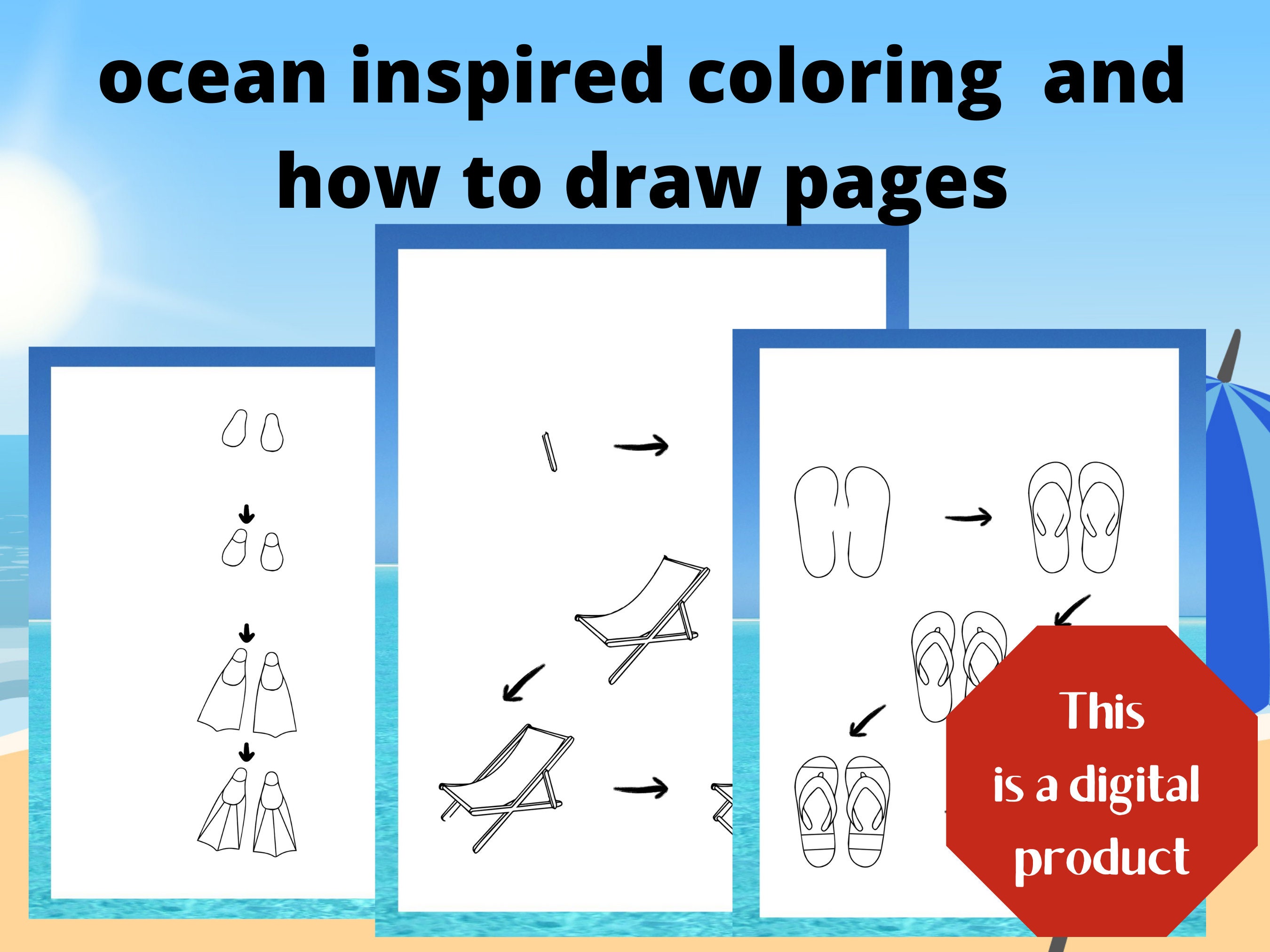 On the Go Ocean Themed Coloring Pages, How to Draw, Word Games, and ...