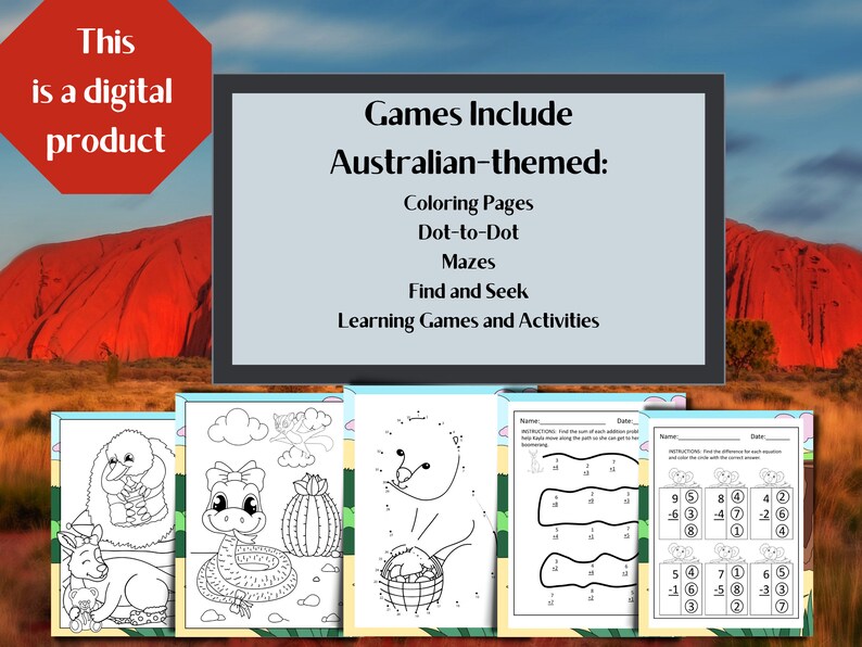 Fun Australian Coloring, Do-to-dot, and More Printable Digital Download ...