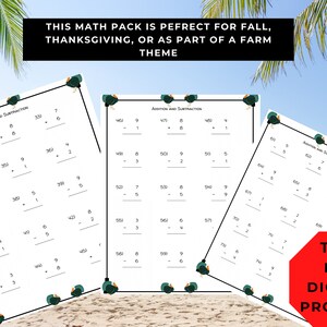 Addition and Subtraction Numbers 1-9 Fall, Thanksgiving, or Farm Themed ...