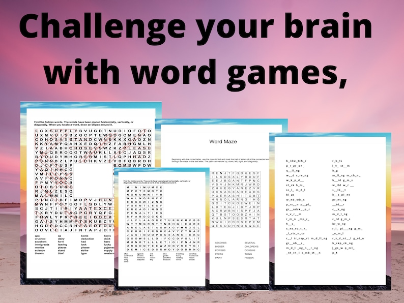 Word Games, Mazes, and More Printable Mind Games Activity Pack, Sudoku ...