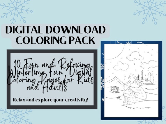 10 Fun and Relaxing Wintertime Fun Digital Coloring Pages for - Etsy