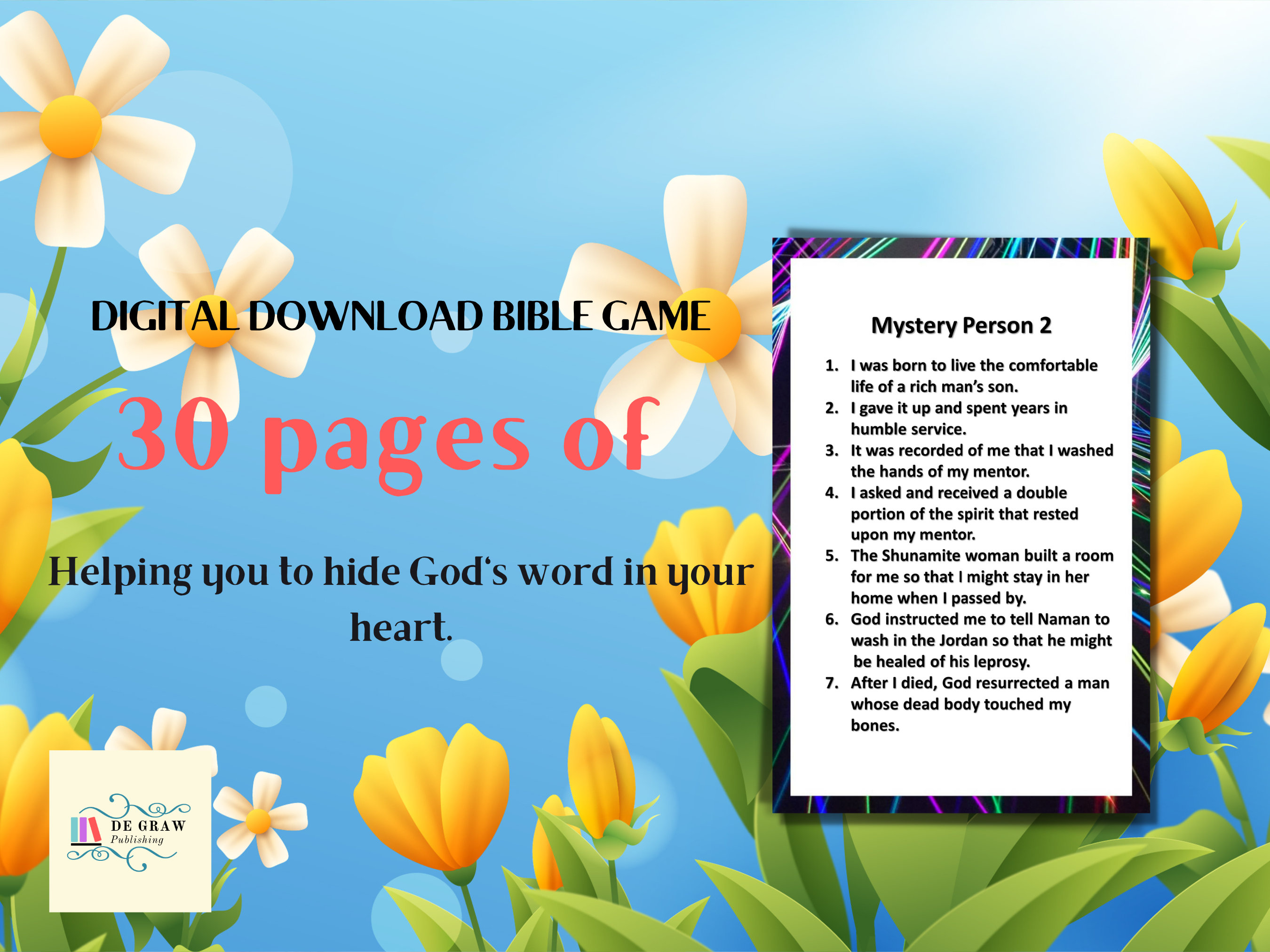 Who Am I Bible Learning Game With 20 Bonus Bible Quiz Questions ...