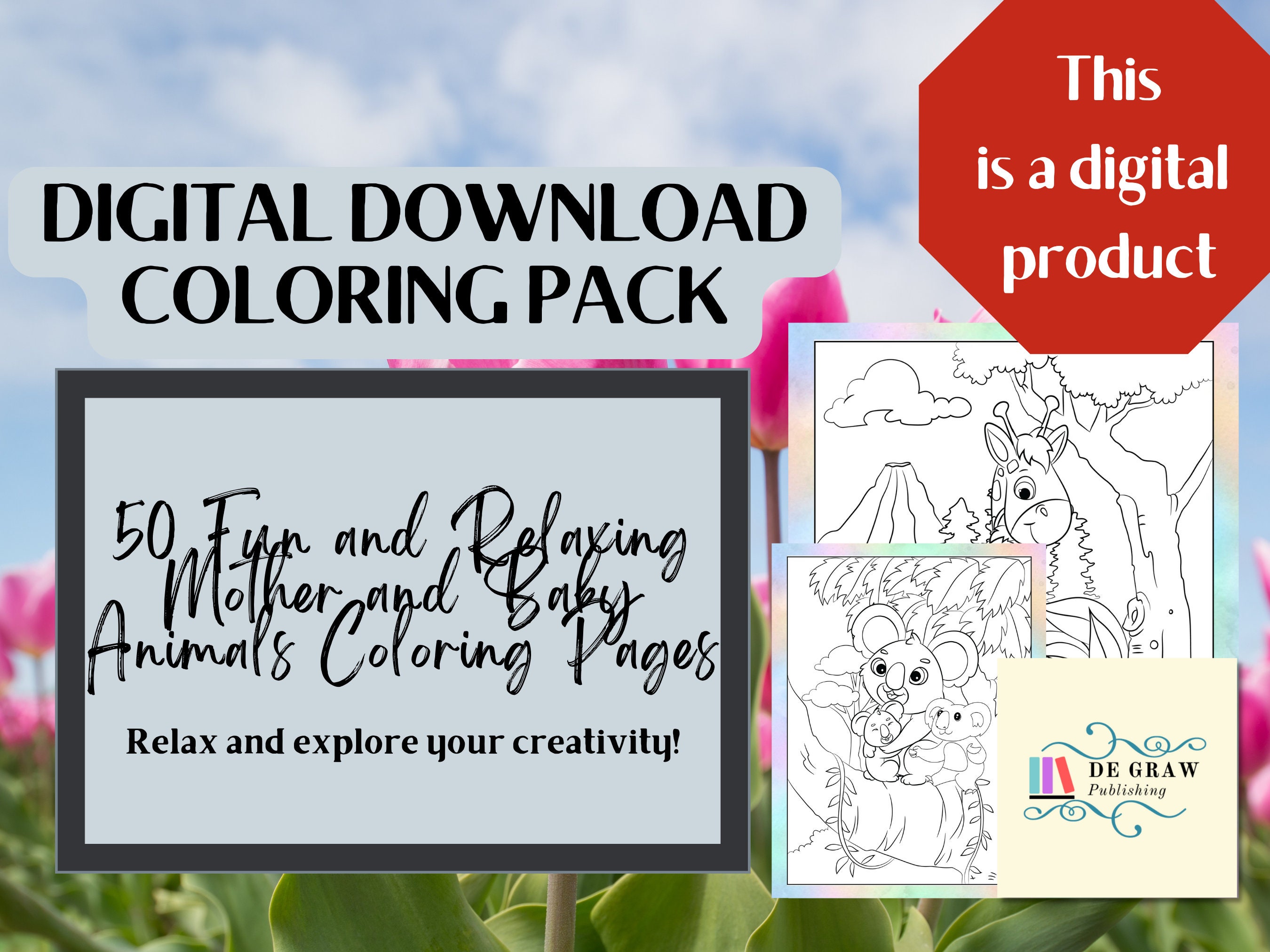 50 Fun and Relaxing Mother and Baby Animals Coloring Pages, Mom and Me ...