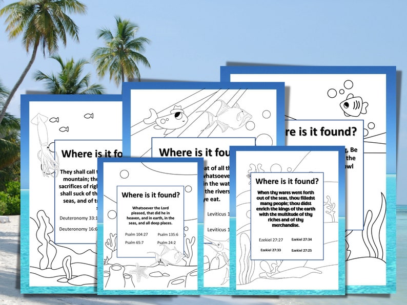 25 Sea Themed Bible Verse Printable Scripture Coloring Pages - Etsy