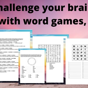 Fun Word Games Digital Download Activity Pack, Word Search Puzzles ...