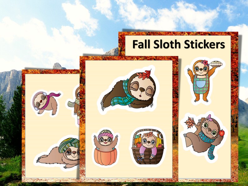 Cute Fall Sloth Coloring Pages, Stickers, Mazes, Sudoku Logic Puzzles ...