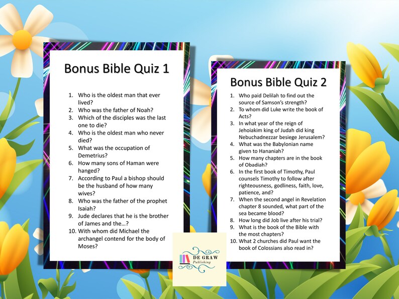 Who Am I Bible Learning Game With 20 Bonus Bible Quiz Questions ...