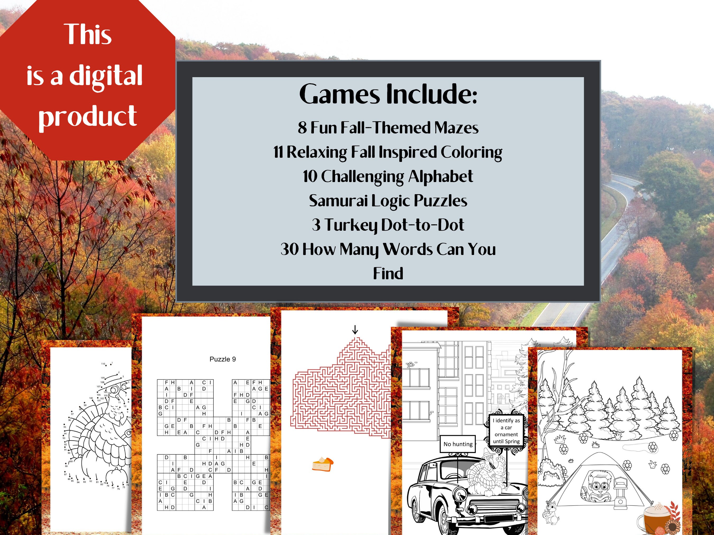 Autumn Coloring Pages, Mazes, How Many Words Can You Find, Sudoku Logic ...