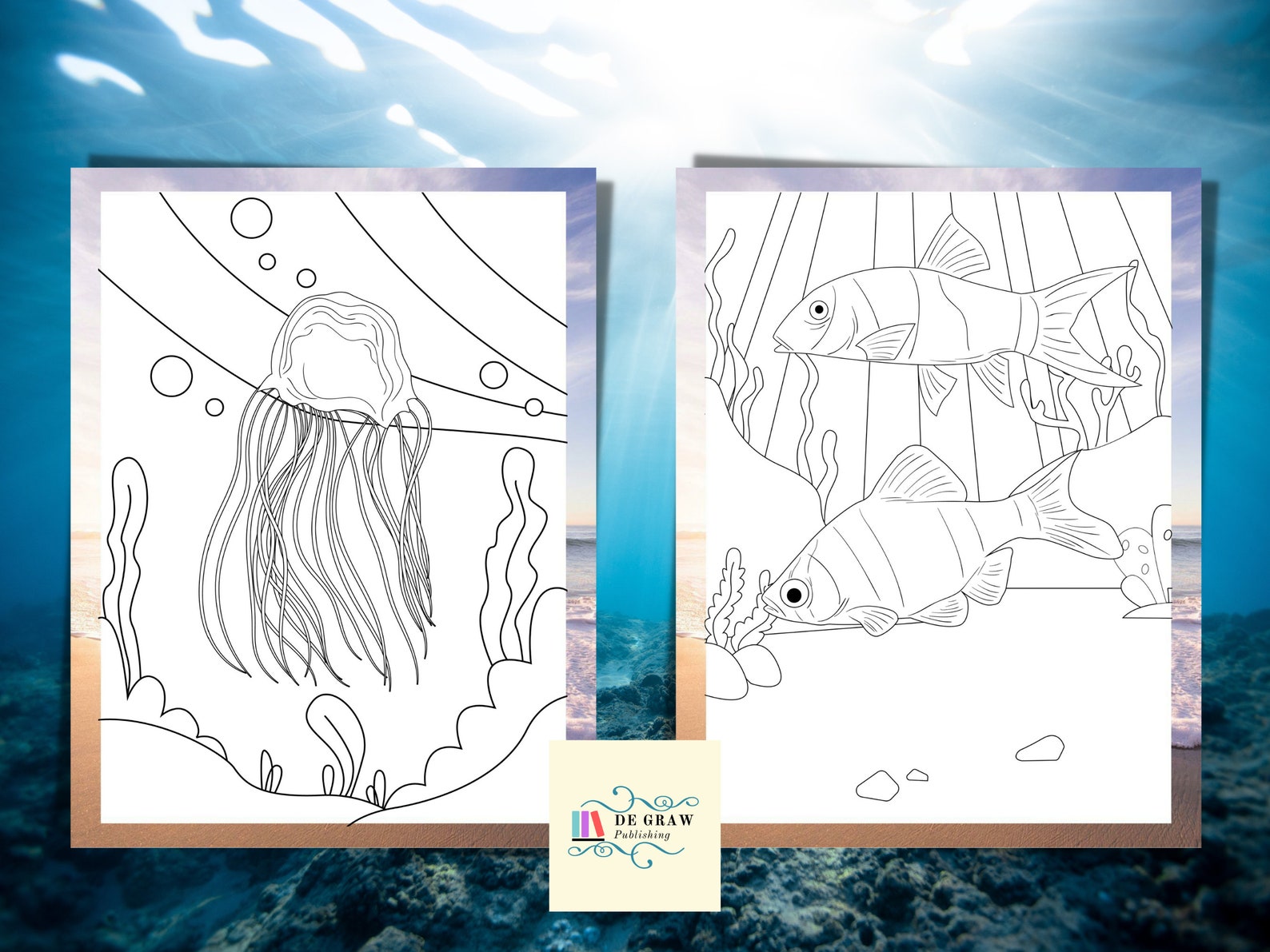 30 Fun and Relaxing Ocean Themed Coloring Pages for Kids and Adults - Etsy