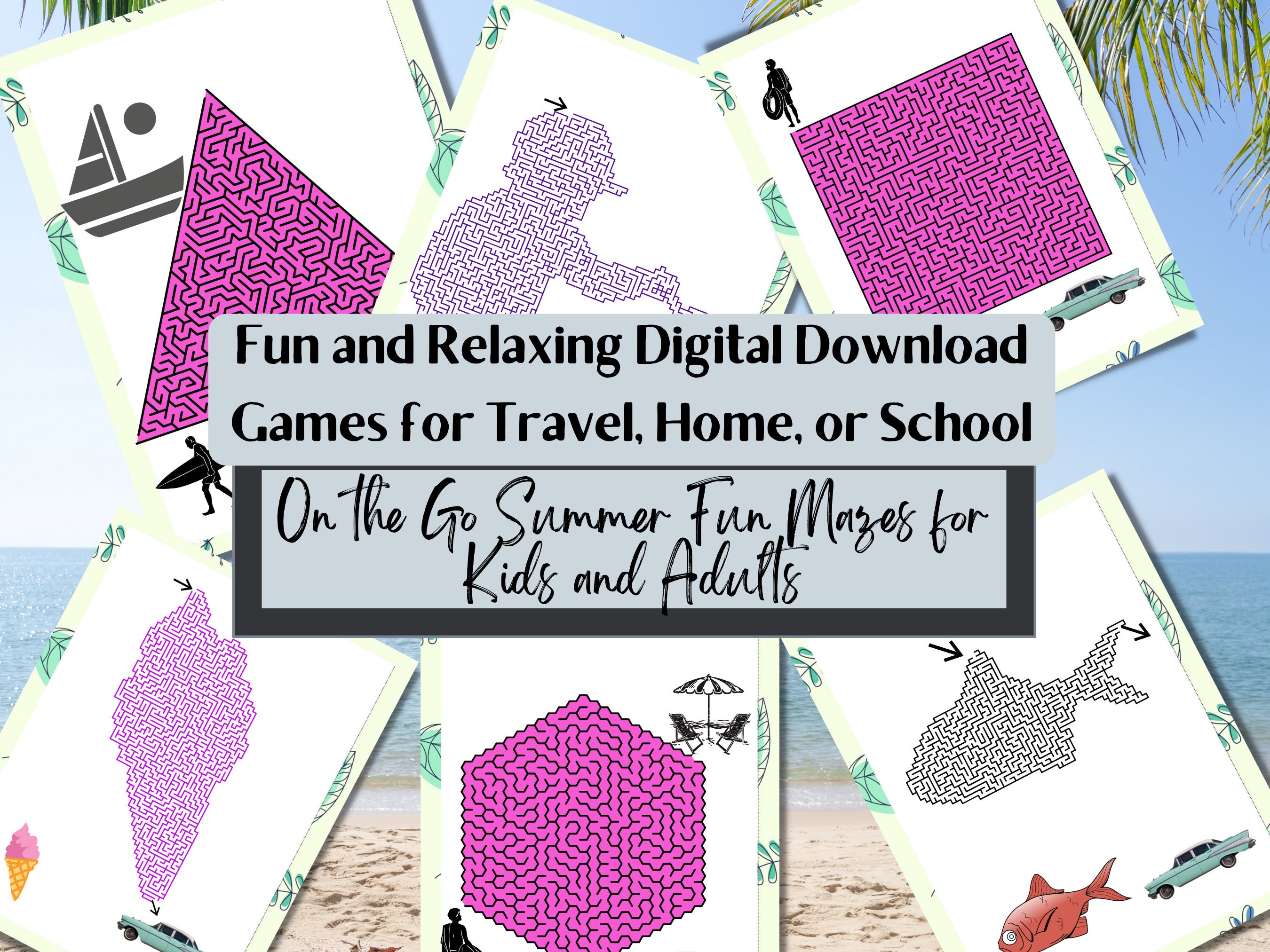 On the Go Summer Fun Mazes for Kids and Adults: Instant Digital ...
