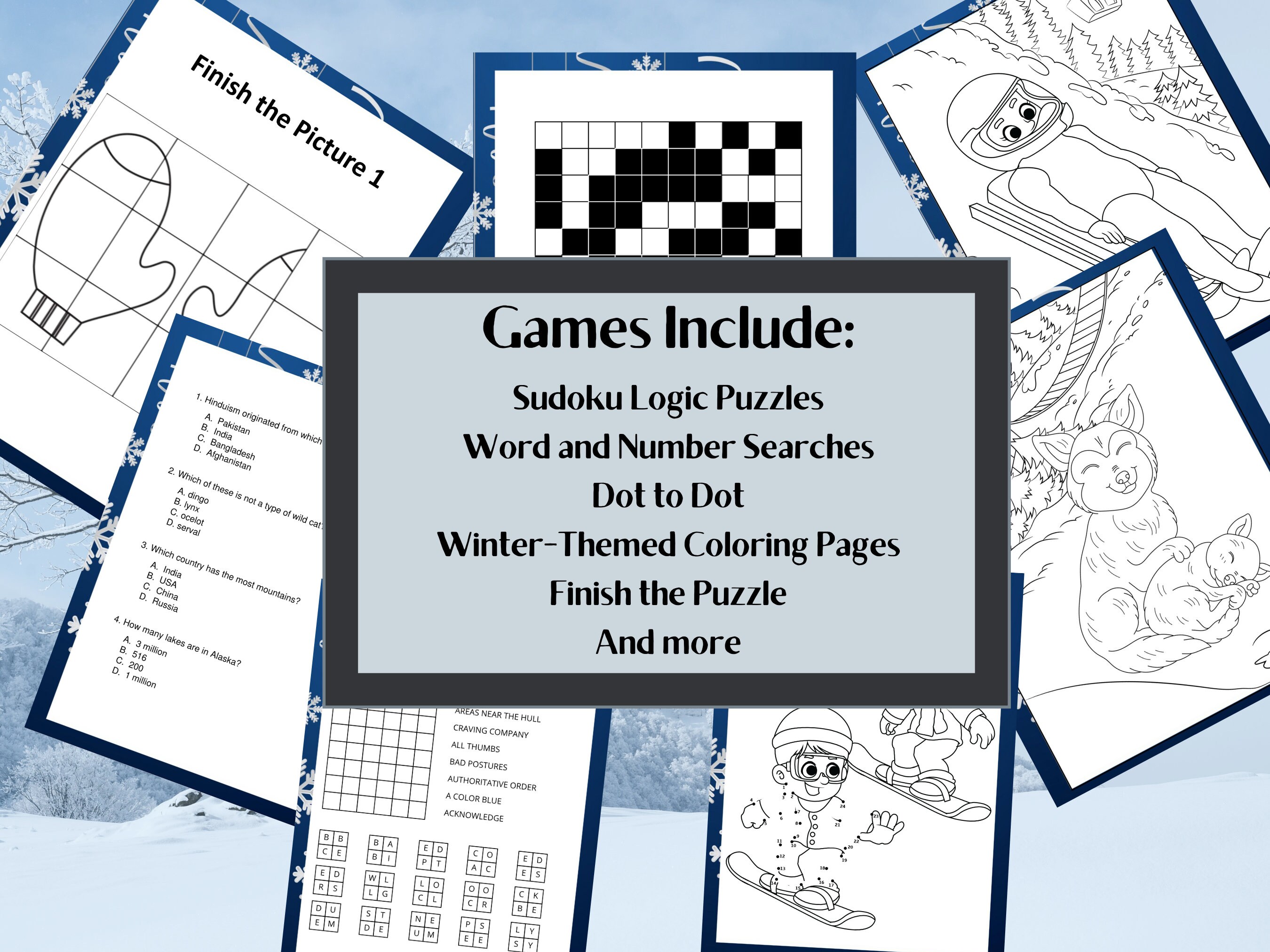 Winter Coloring Pages, Word Searches, Logic Puzzles, Trivia Games, and ...