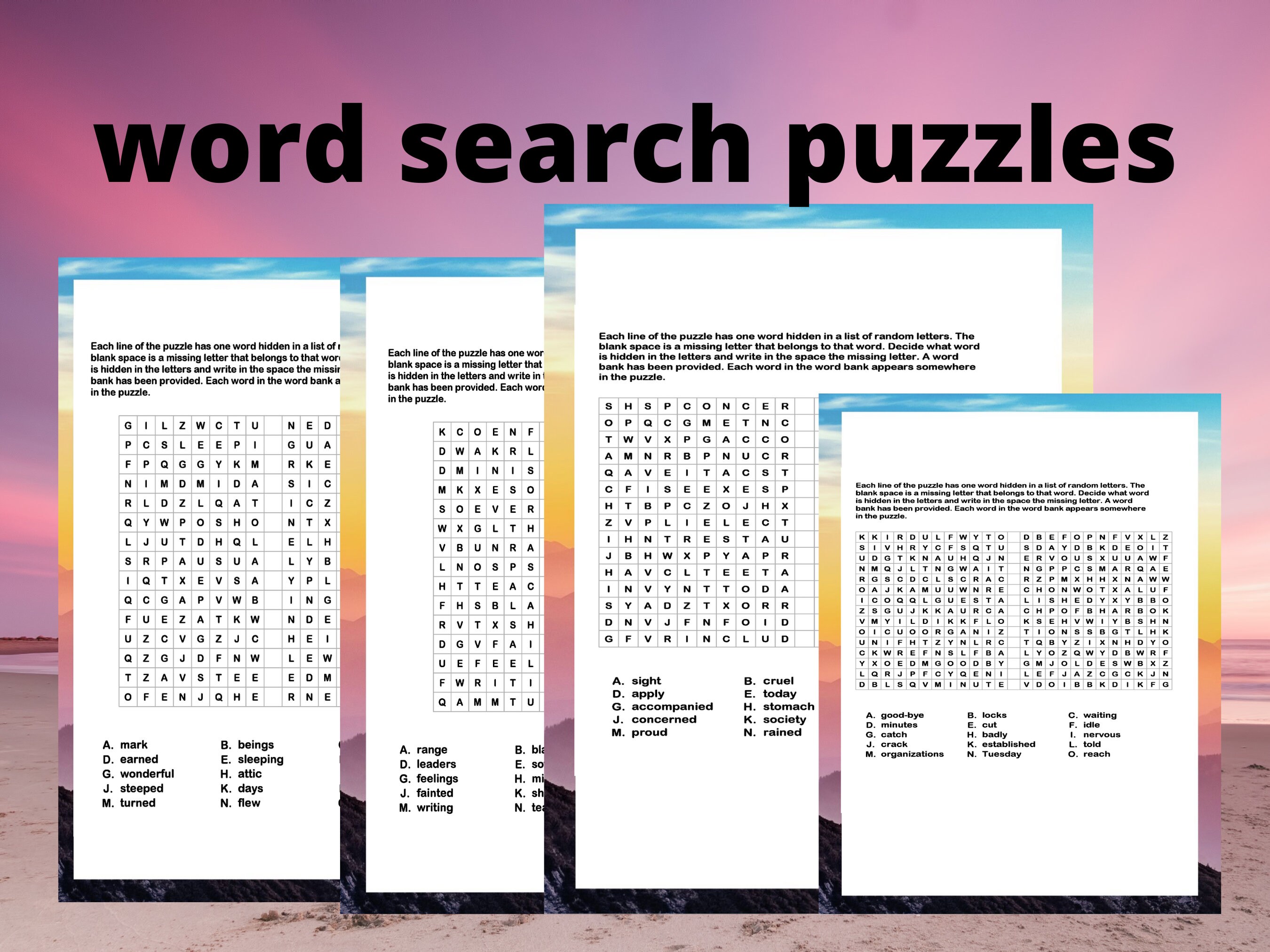 Fun Word Games Digital Download Activity Pack, Word Search Puzzles ...