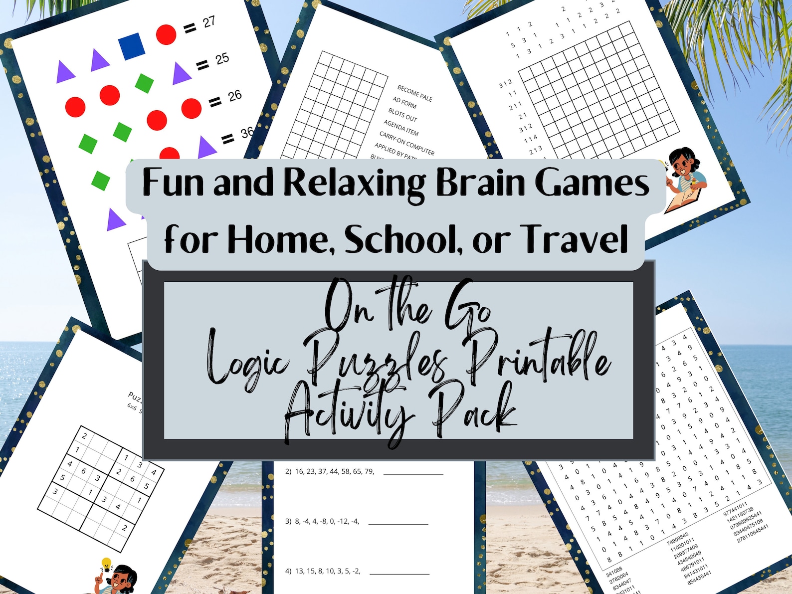 On the Go Logic Puzzles Printable Activity Pack| Sudoku| Number Puzzles ...
