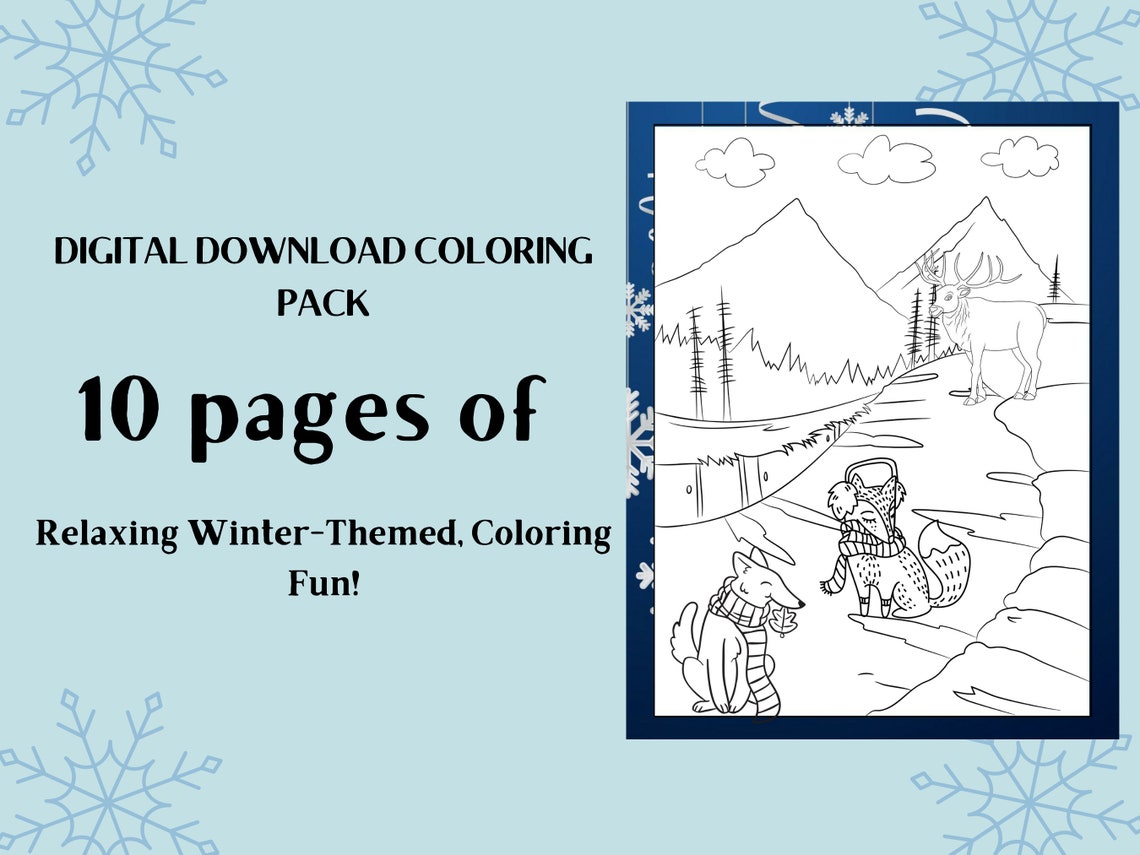 10 Fun and Relaxing Wintertime Fun Digital Coloring Pages for - Etsy
