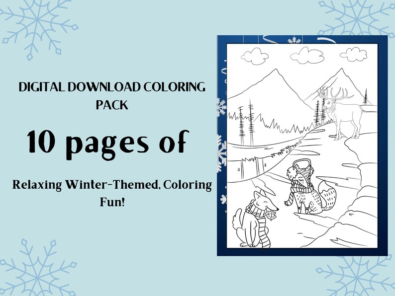 10 Fun and Relaxing Wintertime Fun Digital Coloring Pages for Kids and ...