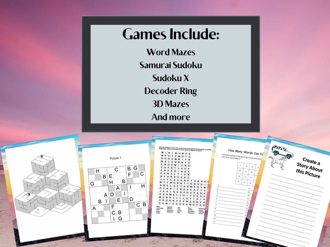 Word Games, Mazes, and More Printable Mind Games Activity Pack, Sudoku ...