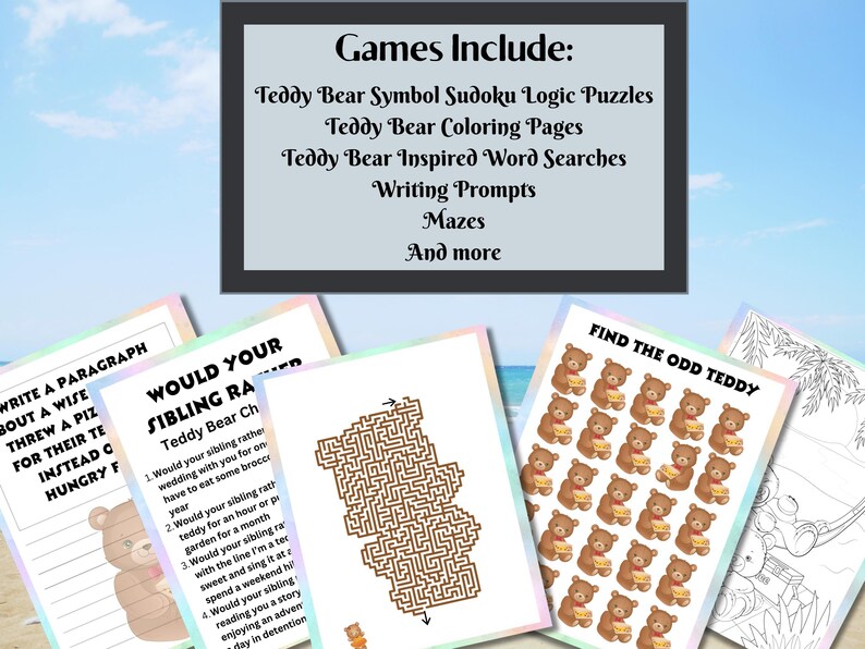 Teddy Bear Games, Mazes, and Coloring Pages Mini Pack; Spot the ...