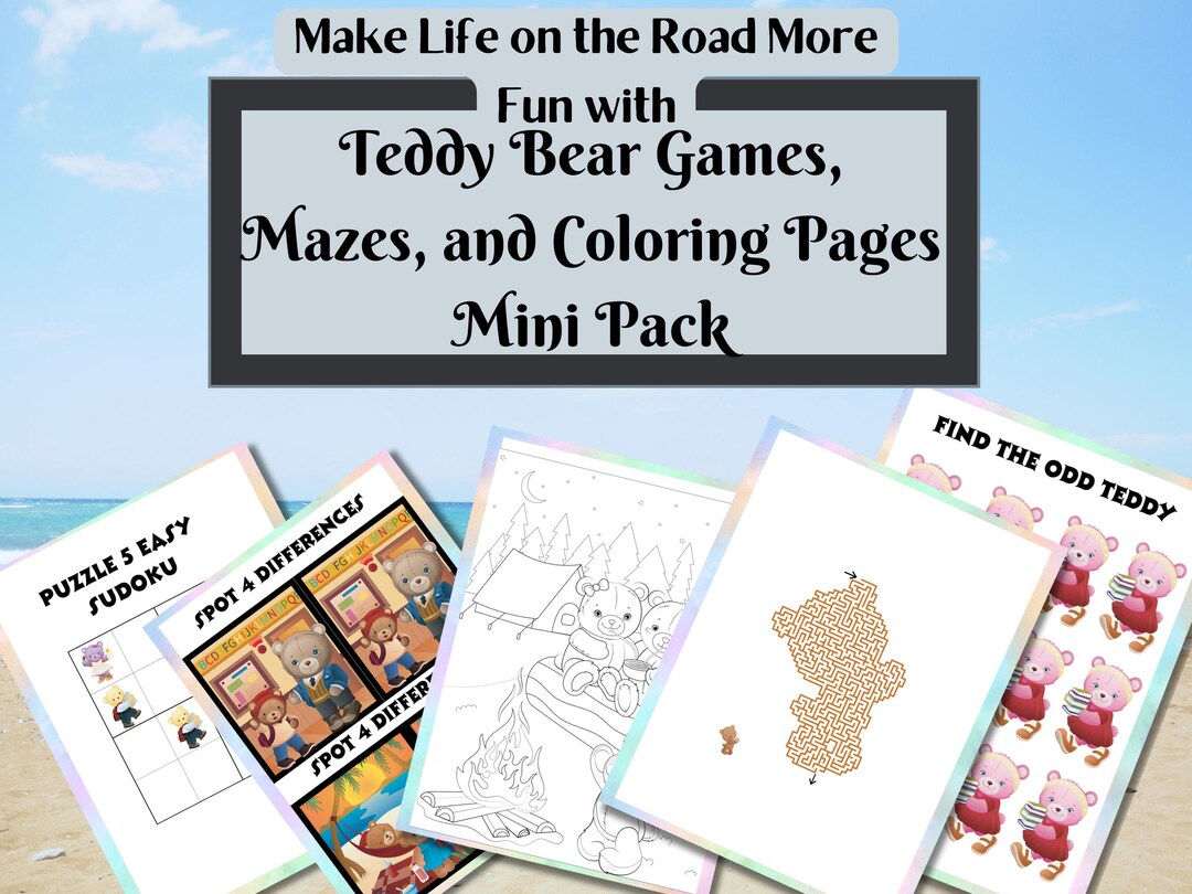Teddy Bear Games, Mazes, and Coloring Pages Mini Pack; Spot the ...