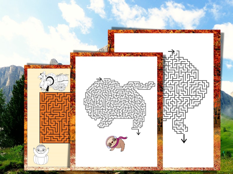 Cute Fall Sloth Coloring Pages, Stickers, Mazes, Sudoku Logic Puzzles ...
