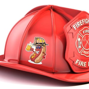 Firefighter Helmet Sticker Decal HOT DOG FIREFIGHTER Exterior Window ...
