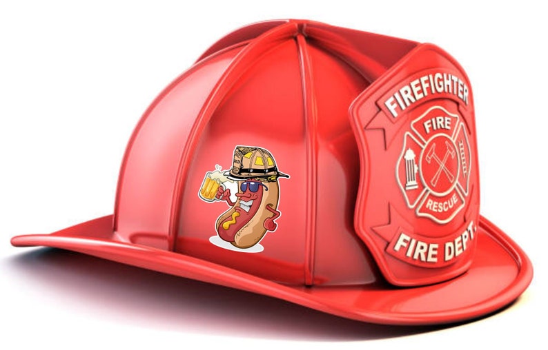 Firefighter Helmet Sticker Decal HOT DOG FIREFIGHTER Exterior - Etsy