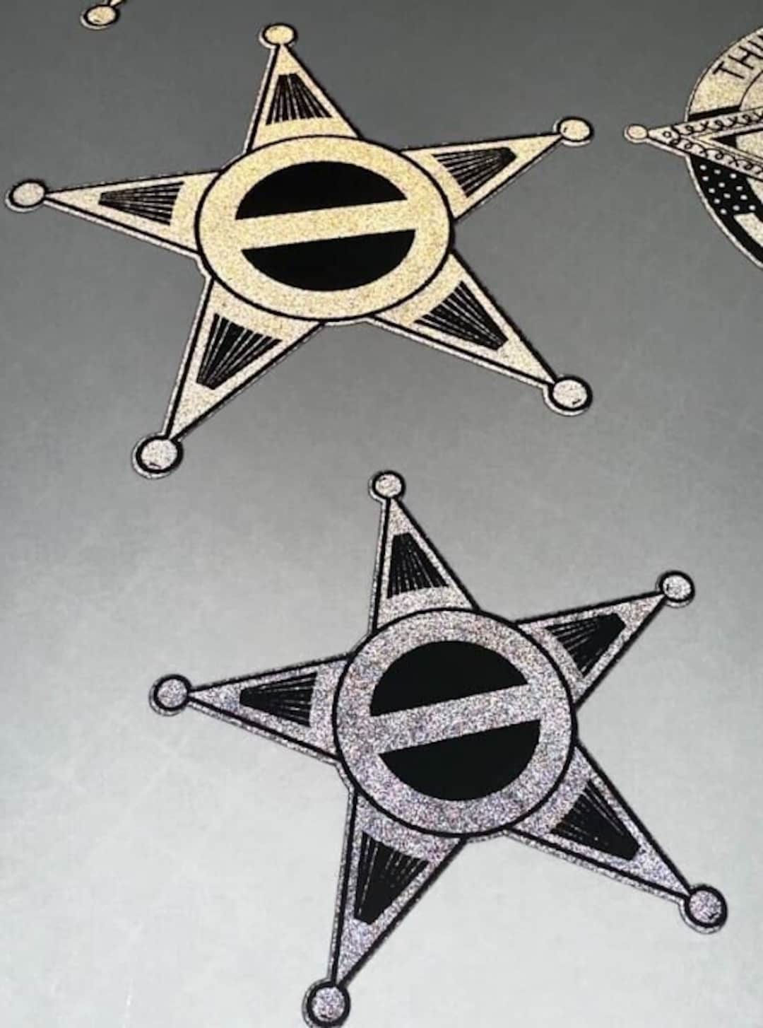 Police Officer Decal Sheriff Star Blackout Reflective Set of 2 Decals 4 ...