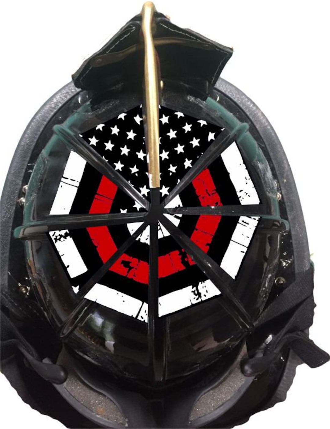 Firefighter Helmet Decal Sticker Thin Red Line Tattered 8 Section ...