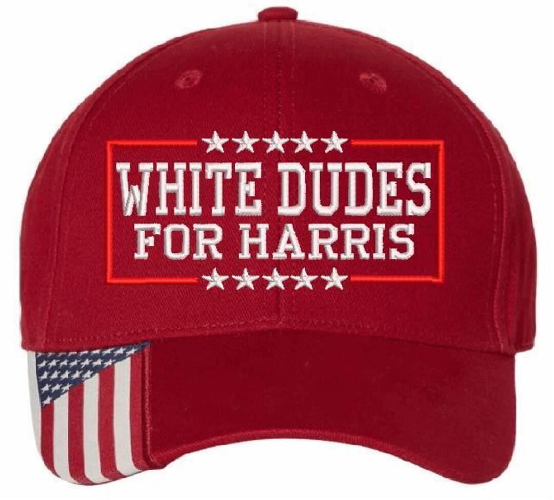 White Dudes for Kamala Harris Hat Embroidered USA300 Adjustable Hat ...