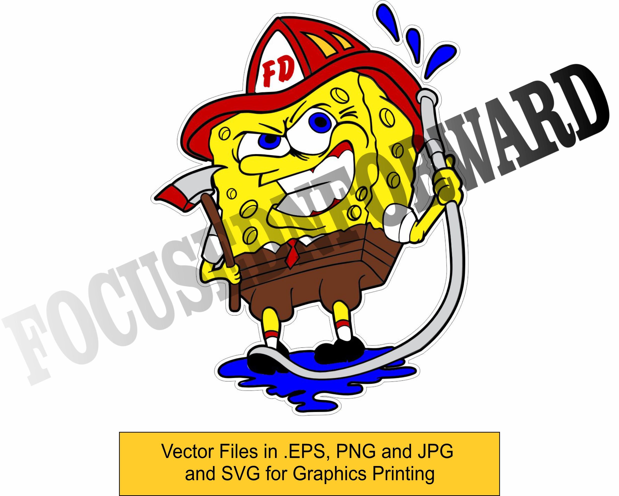 Firefighter Sticker Files sponge Bob Fireman - Etsy