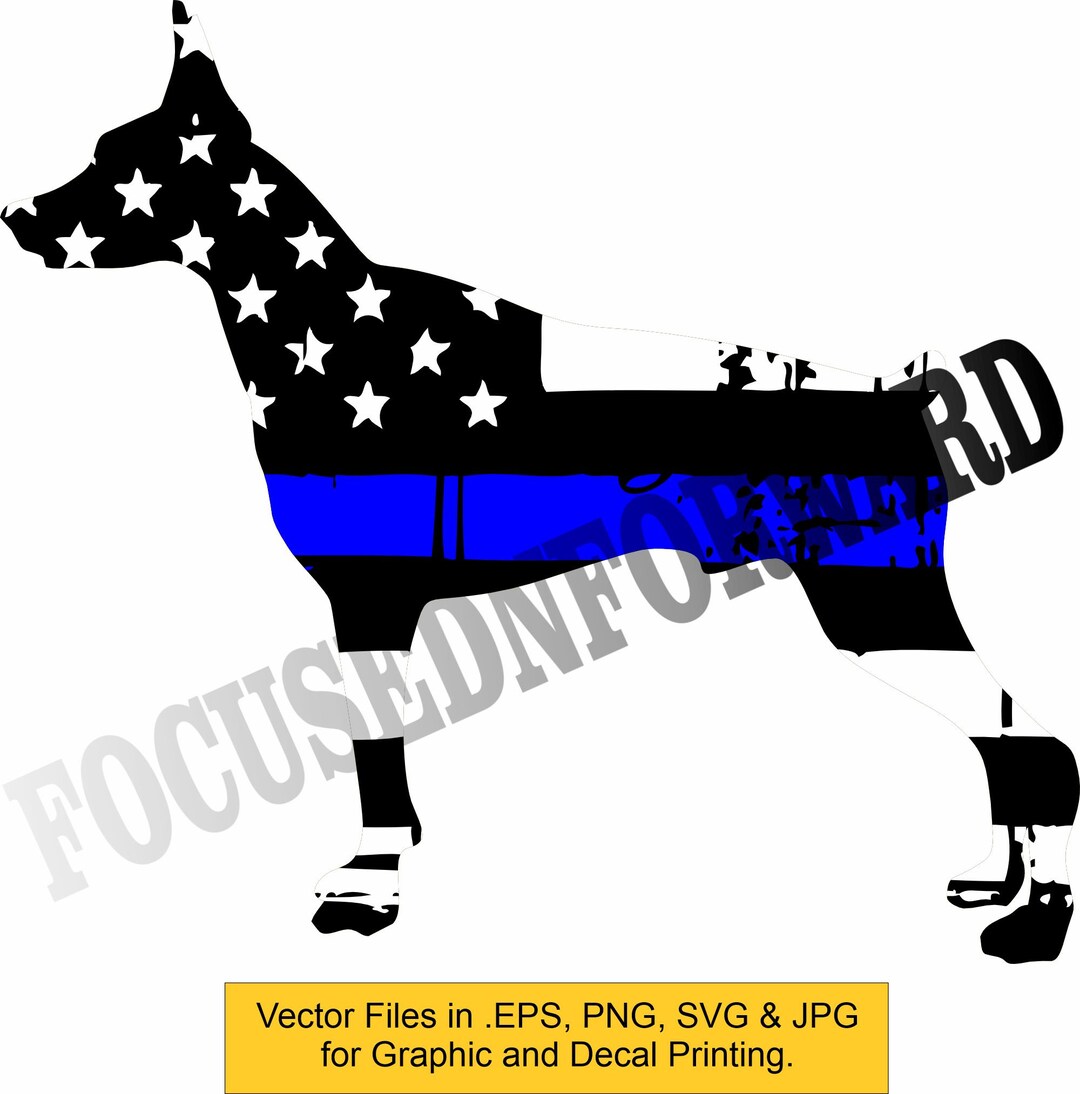 K9 Doberman Blue Line Police Decal Vector Files Eps/svg/jpg/png for ...