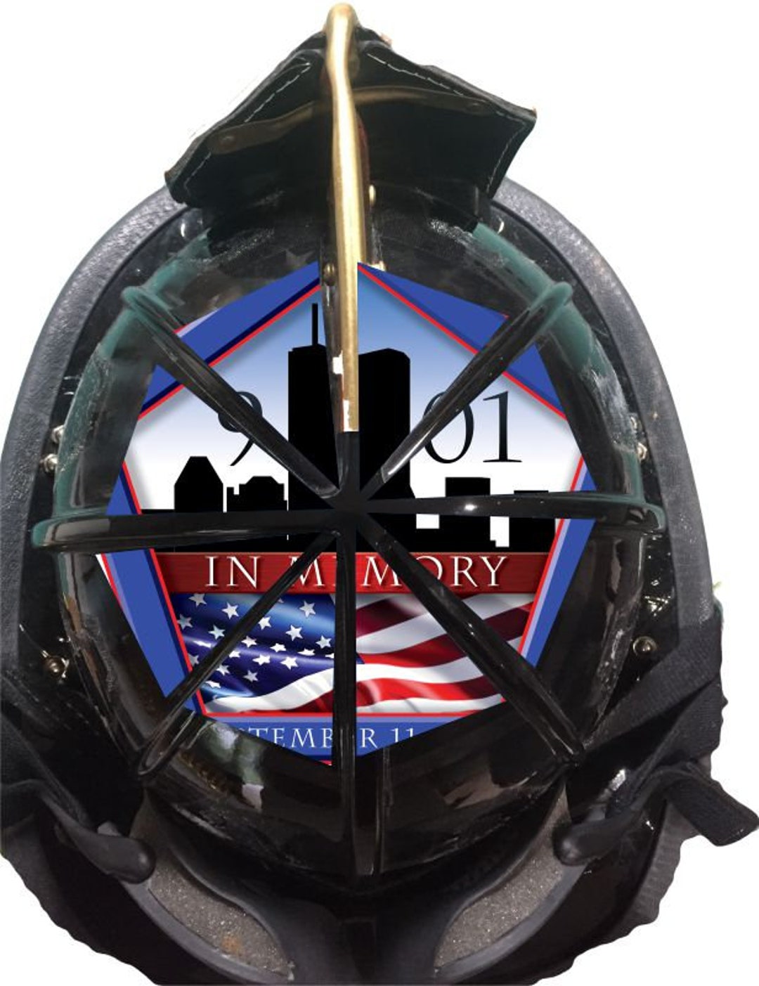 Firefighter Helmet Decal Sticker 911 in Memory 8 Section Reflective ...