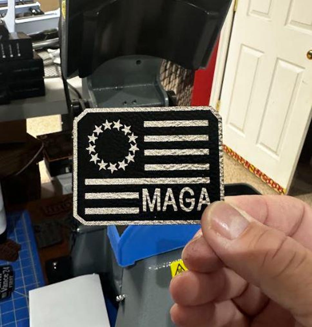 Trump 2024 MAGA Betsy Ross Flag Leatherette Hat Patch, Laser Engraved ...