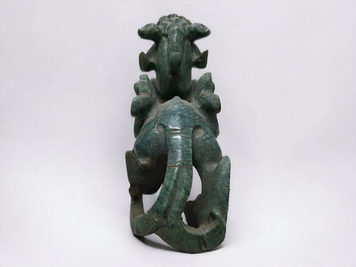 Pair of Large Carved Antique Chinese Green Stone Pixiu Figures - Etsy