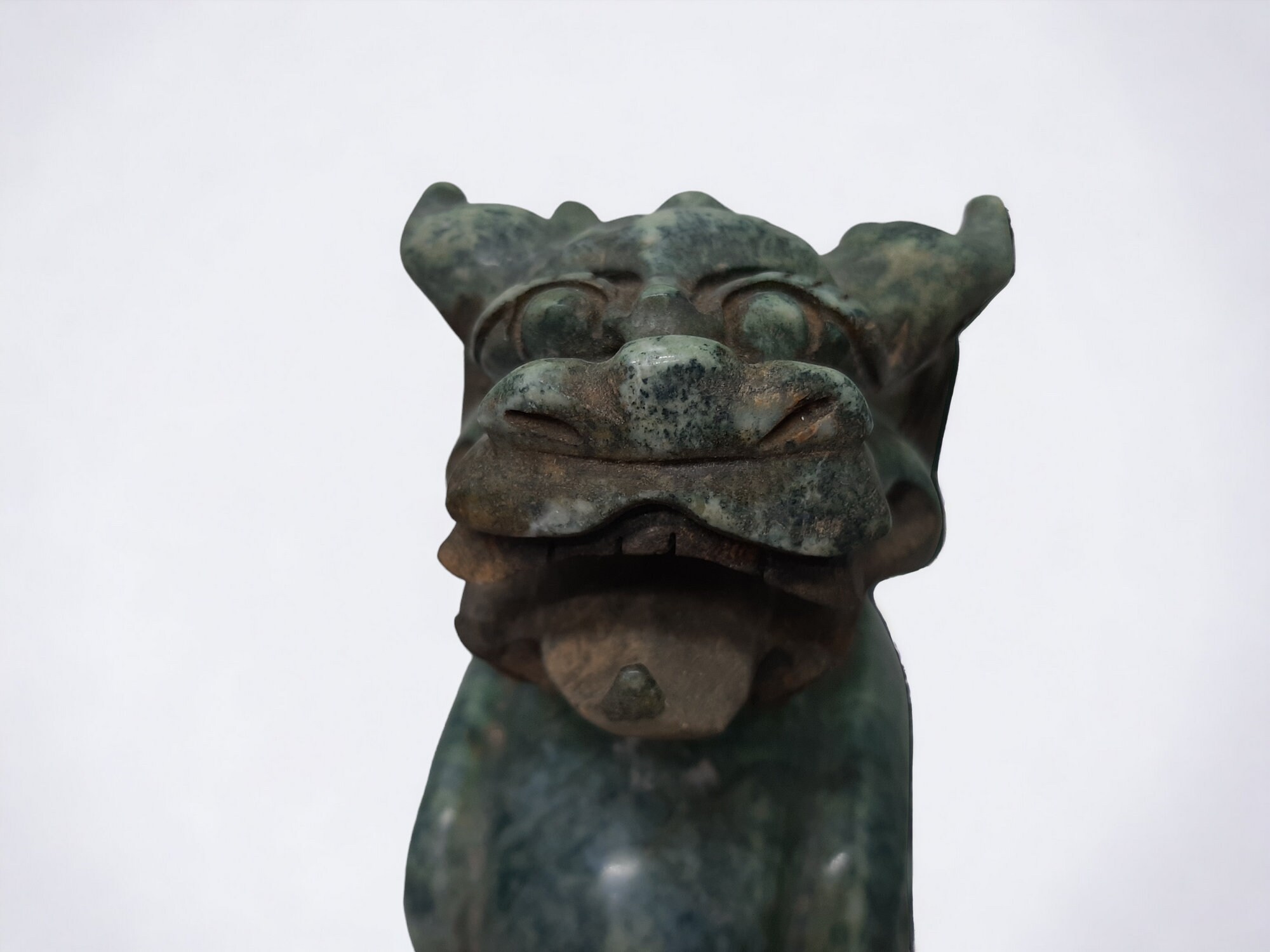 Pair of Large Carved Antique Chinese Green Stone Pixiu Figures - Etsy