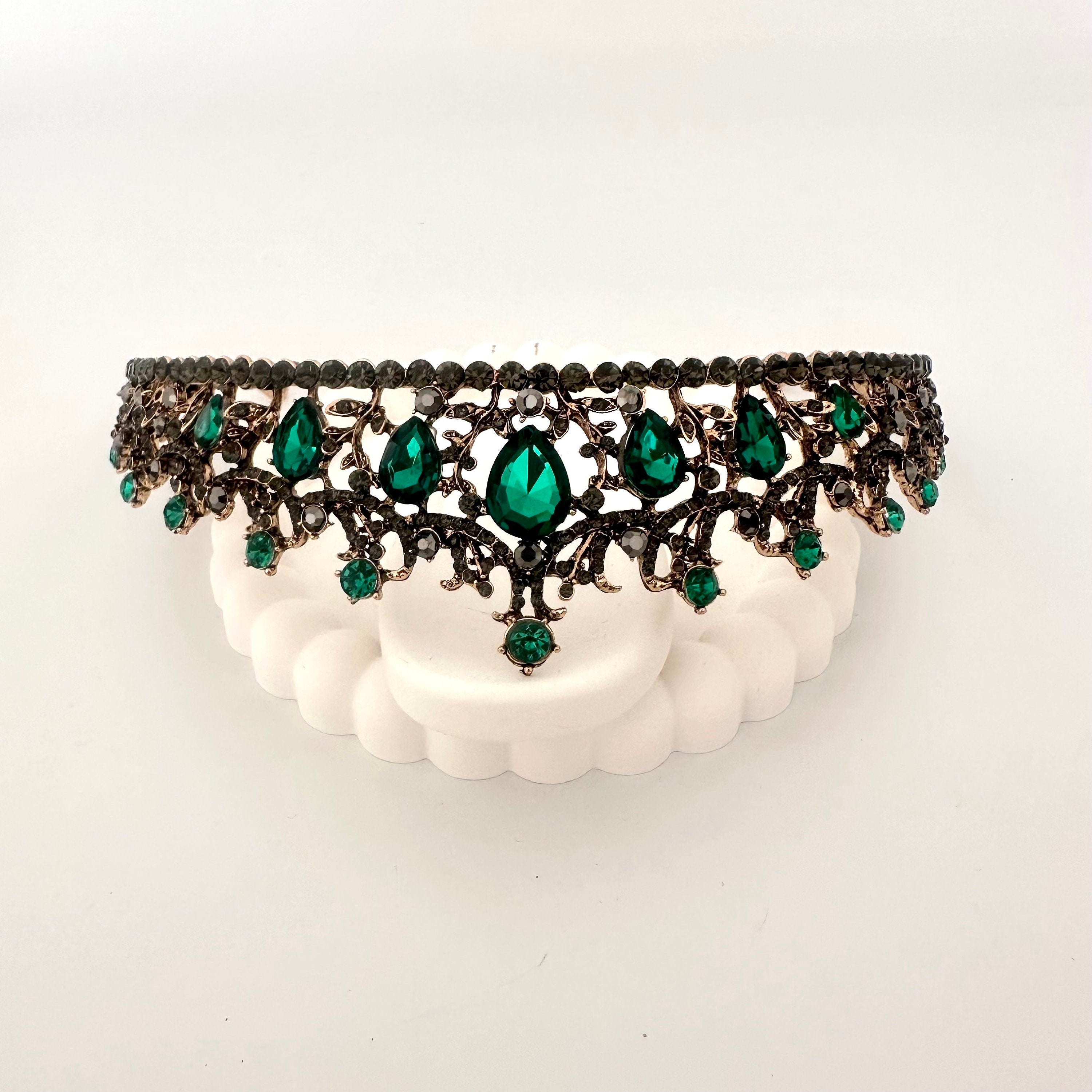Baroque Emerald Green Tiara Wedding Crown Green Crystal Headband ...