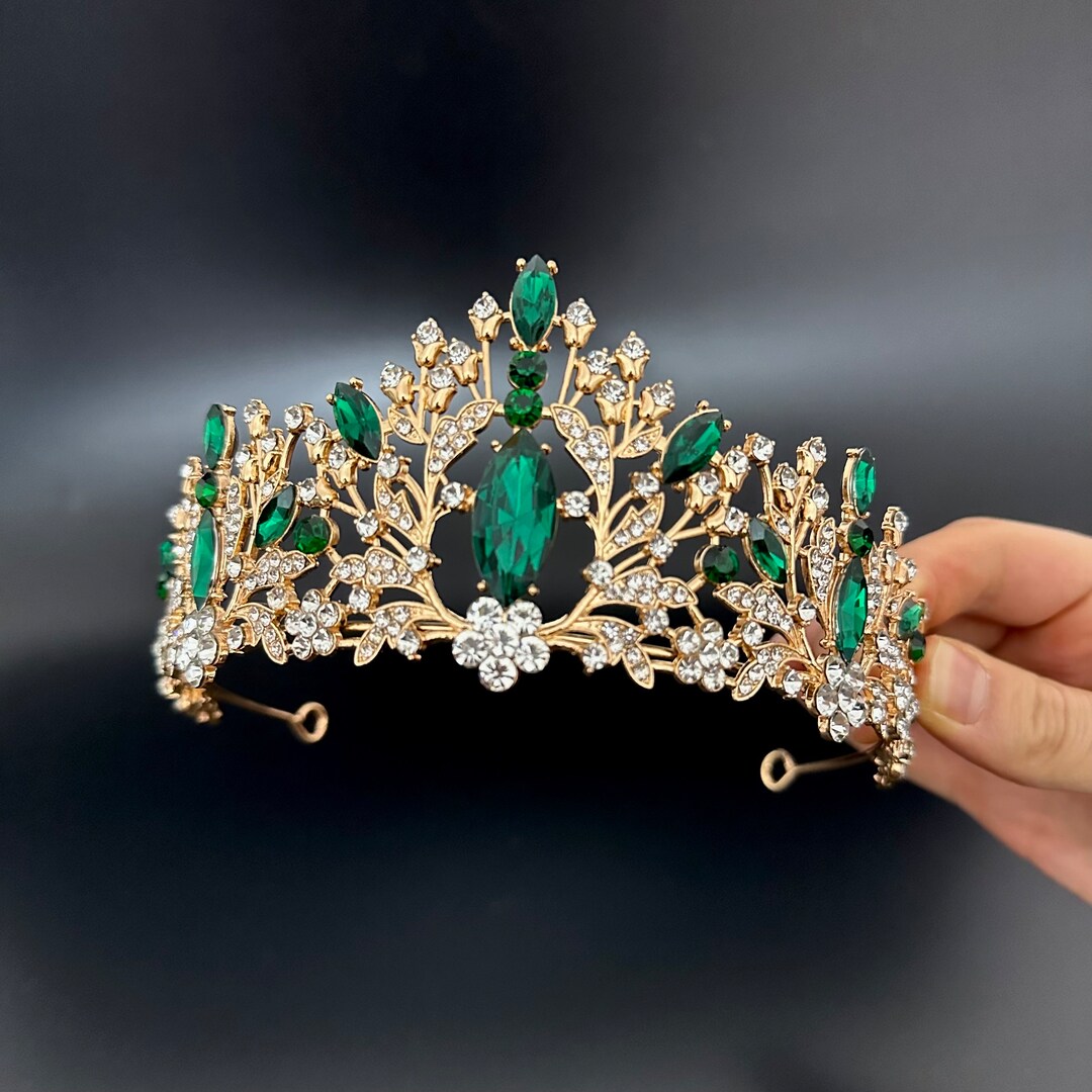 Baroque Emerald Green Tiara Wedding Crown Green Crystal Headband ...