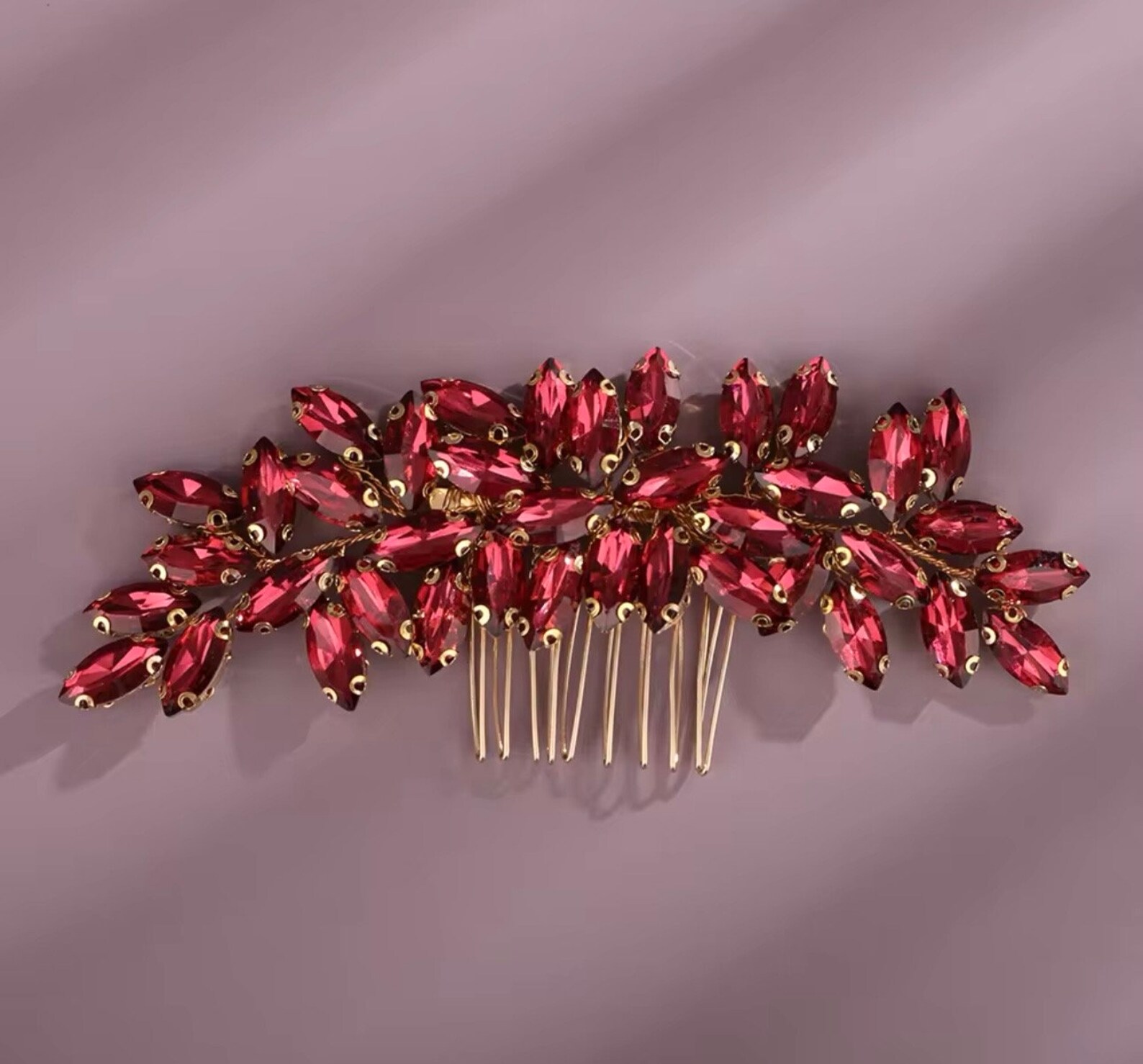 Wine Red Crystal Bridal Hair Comb Burgundy Bridal Hair Piece Wedding ...