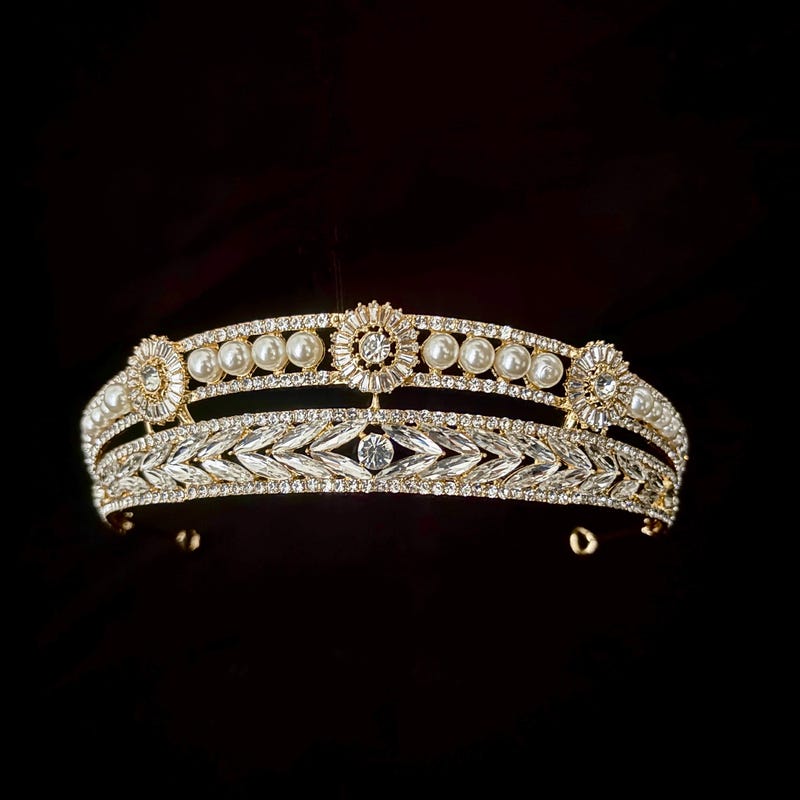 Pearl Gold Tiara Princess - Etsy